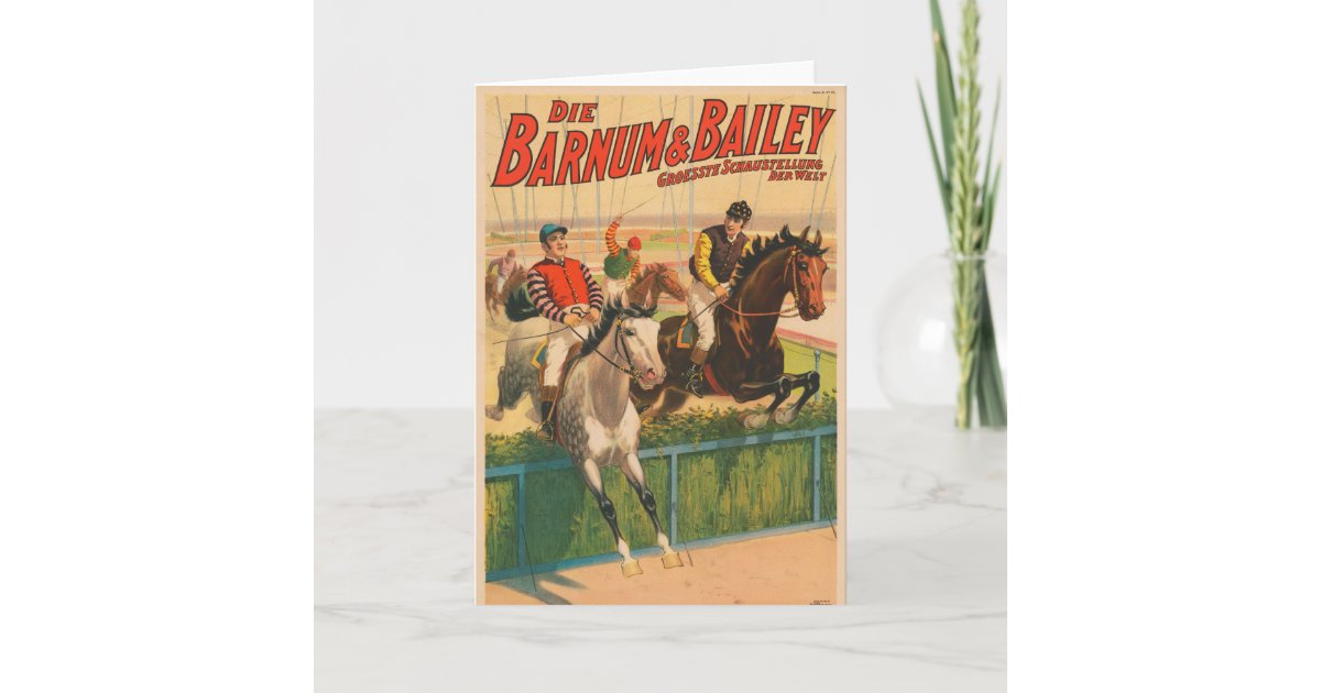 Vintage German Circus Poster Of Jockeys On Horses Card | Zazzle