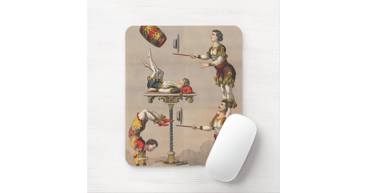 Vintage Graphic Print Of An Acrobatic Act. Mouse Pad | Zazzle