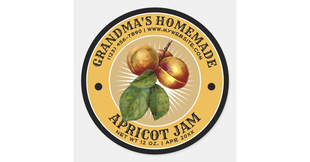 Vintage Homemade Apricot Jam Label Template | Zazzle
