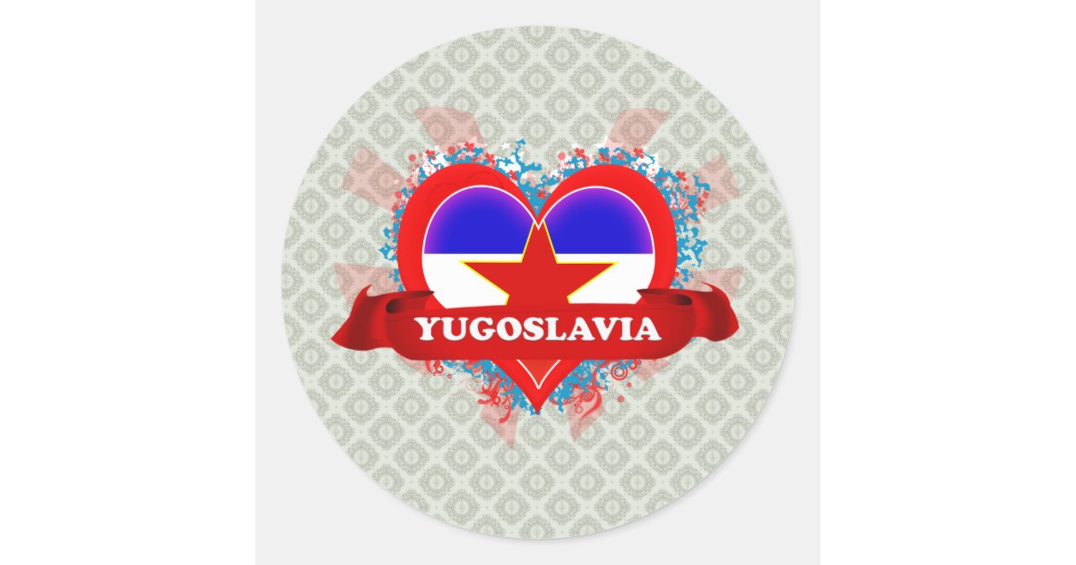 Vintage I Love Yugoslavia Classic Round Sticker | Zazzle