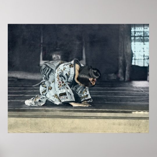 Vintage Japanese Girl Bowing Dogeza Poster | Zazzle.ca