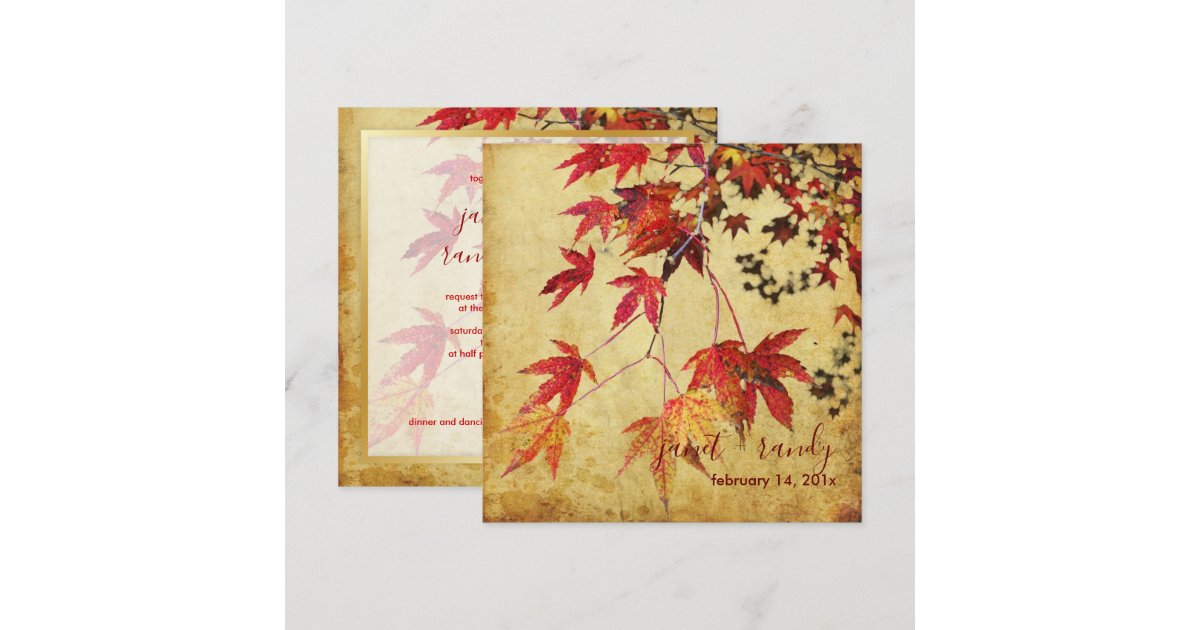 VINTAGE JAPANESE MAPLE/FALL WEDDING INVITATIONS | Zazzle
