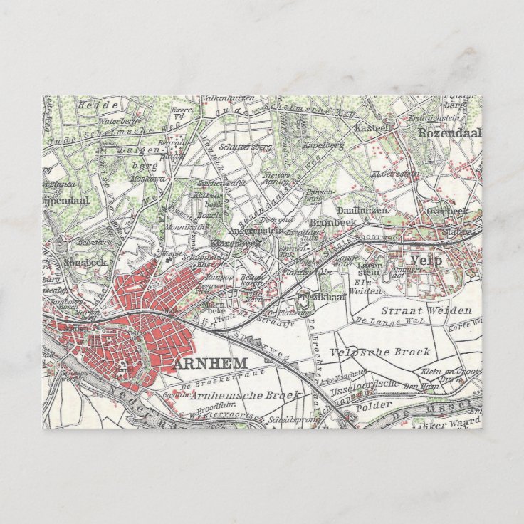 Vintage Map of Arnhem and Surrounding Areas (1905) Postcard | Zazzle