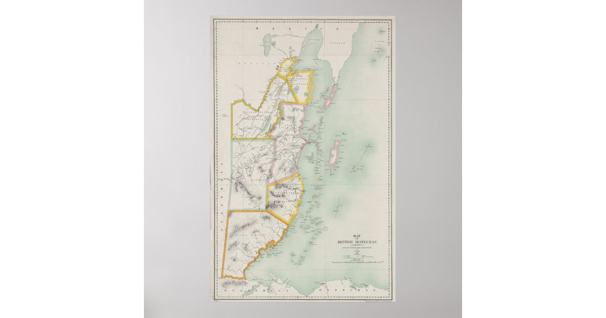 Vintage Map of Belize (1921) Poster | Zazzle