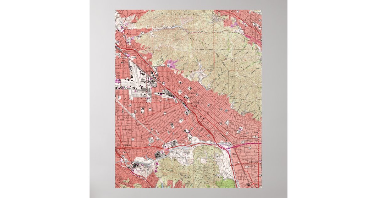 Vintage Map of Burbank California (1966) Poster | Zazzle