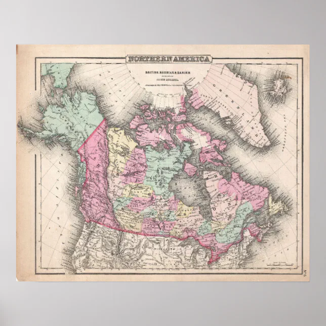 Vintage Map of Canada (1857) Poster | Zazzle