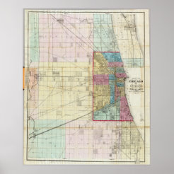 Vintage Chicago Map Posters, Prints & Poster Printing | Zazzle CA