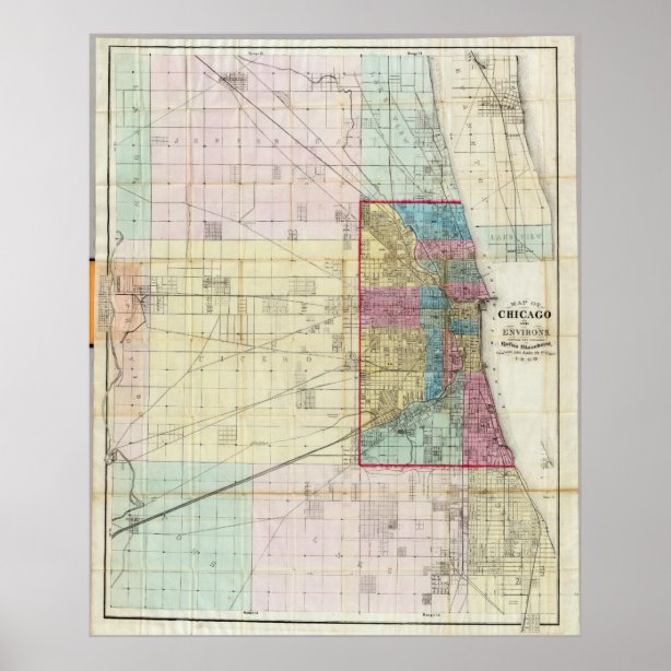 Vintage Chicago Map Posters, Prints & Poster Printing | Zazzle CA