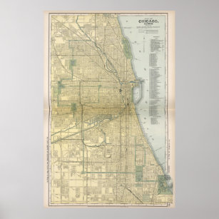 Vintage Chicago Map Posters, Prints & Poster Printing | Zazzle CA