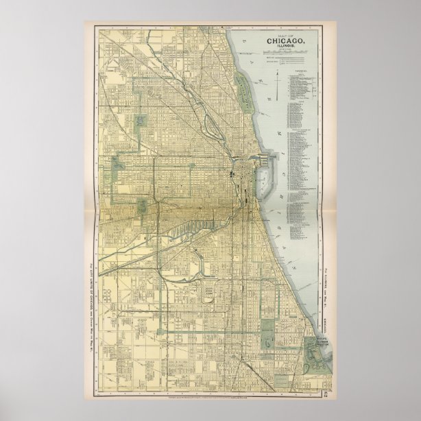 Vintage Chicago Map Posters, Prints & Poster Printing | Zazzle CA