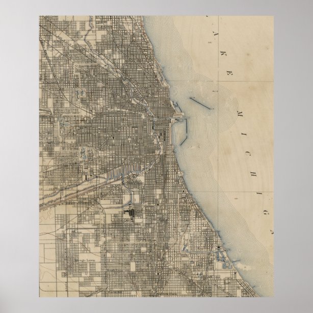 Vintage Chicago Map Posters, Prints & Poster Printing | Zazzle CA