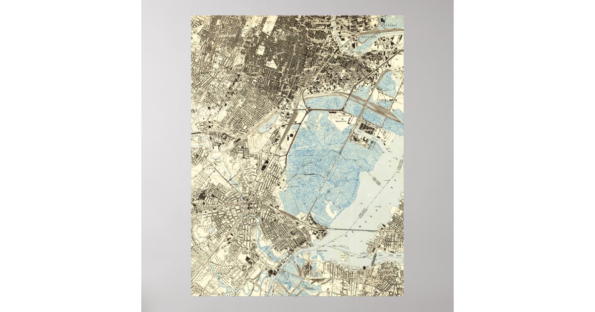 Vintage Map of Elizabeth NJ (1947) Poster | Zazzle
