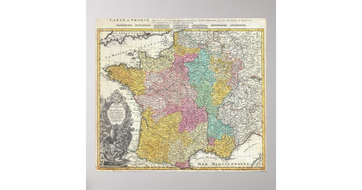 Vintage Map of France (1741) Poster | Zazzle