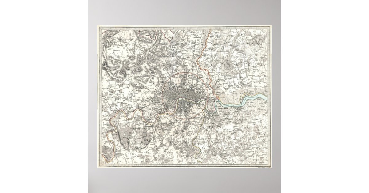 Vintage Map of London England (1832) Poster | Zazzle