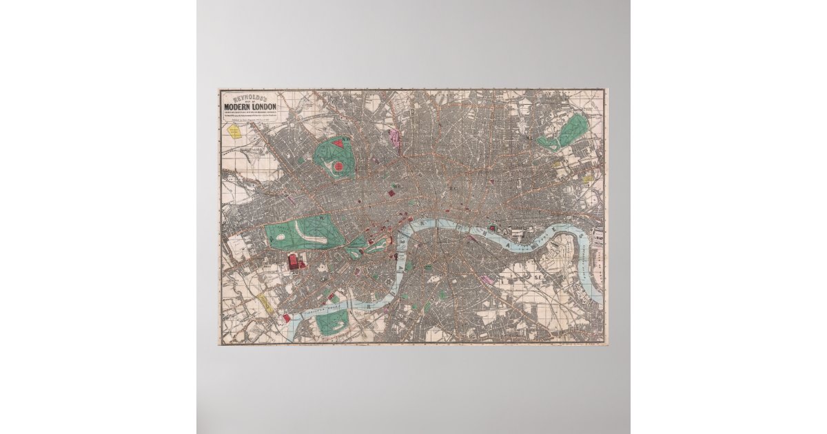 Vintage Map of London England (1862) Poster | Zazzle