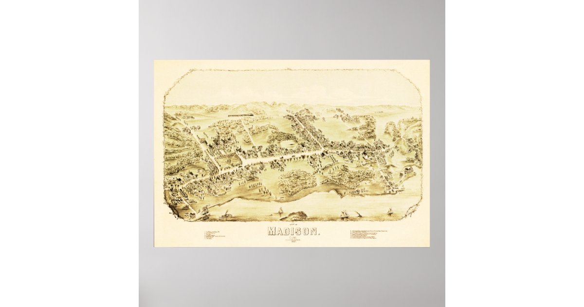 Vintage Map of Madison, Connecticut from 1881 Poster | Zazzle