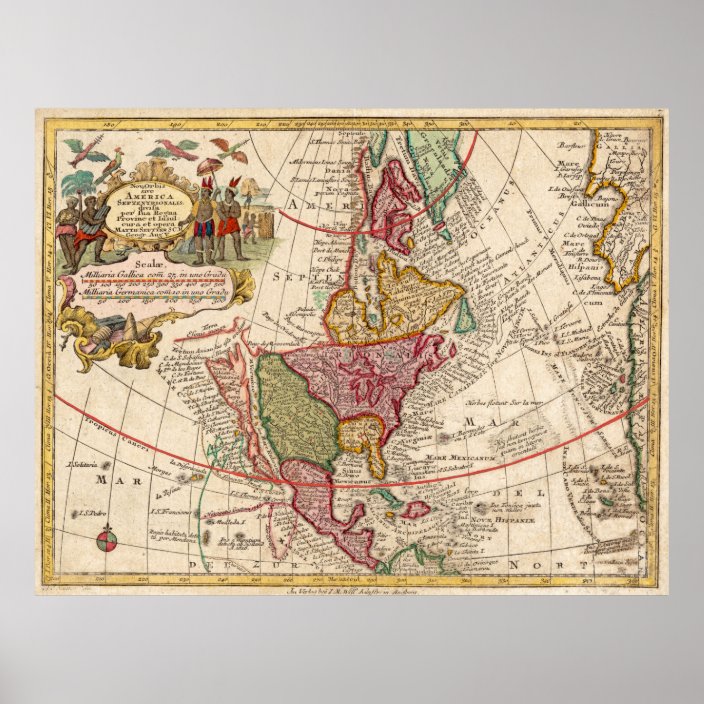 Vintage Map of North America (1760) Poster | Zazzle.ca