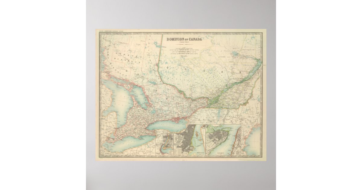 Vintage Map of Ontario and Quebec (1912) Poster | Zazzle