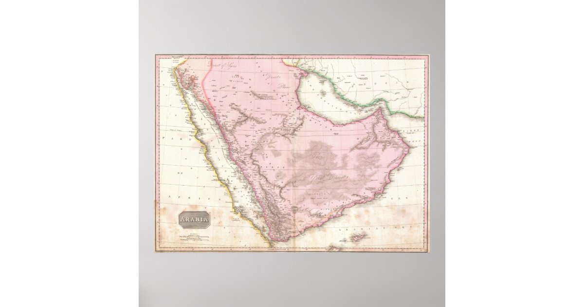 Vintage Map of Saudi Arabia (1818) Poster | Zazzle