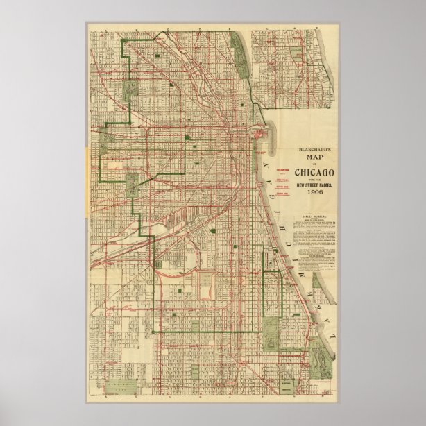 Vintage Chicago Map Posters, Prints & Poster Printing | Zazzle CA