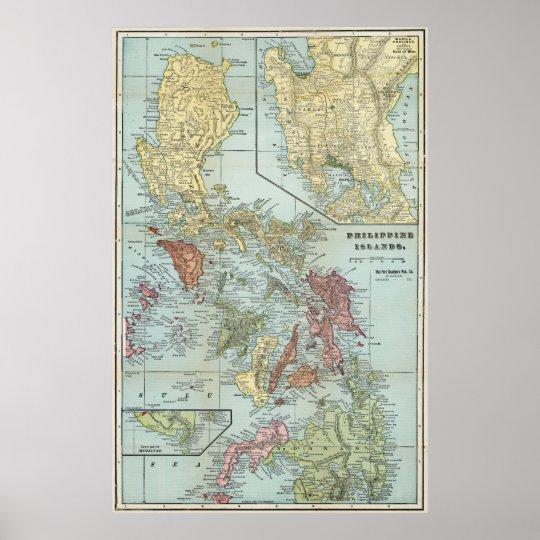 Vintage Map of The Philippines (1898) Poster | Zazzle.ca