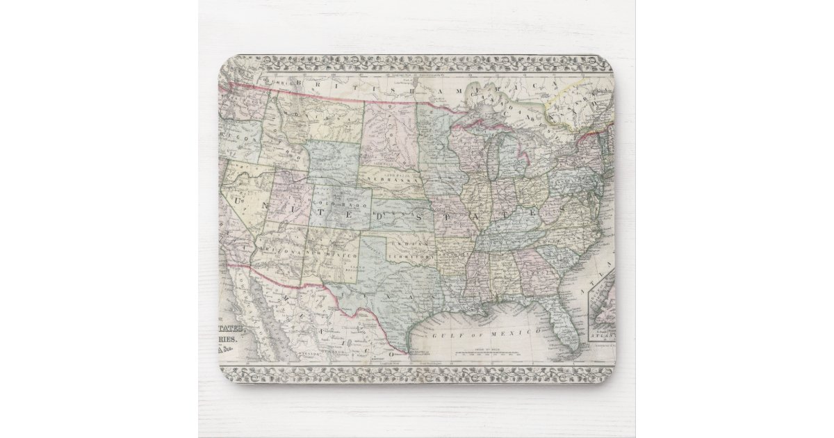 Vintage Map of the United States Mouse Pad | Zazzle