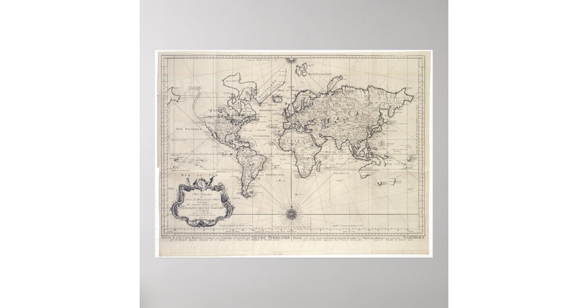 Vintage Map of The World (1750) Poster | Zazzle