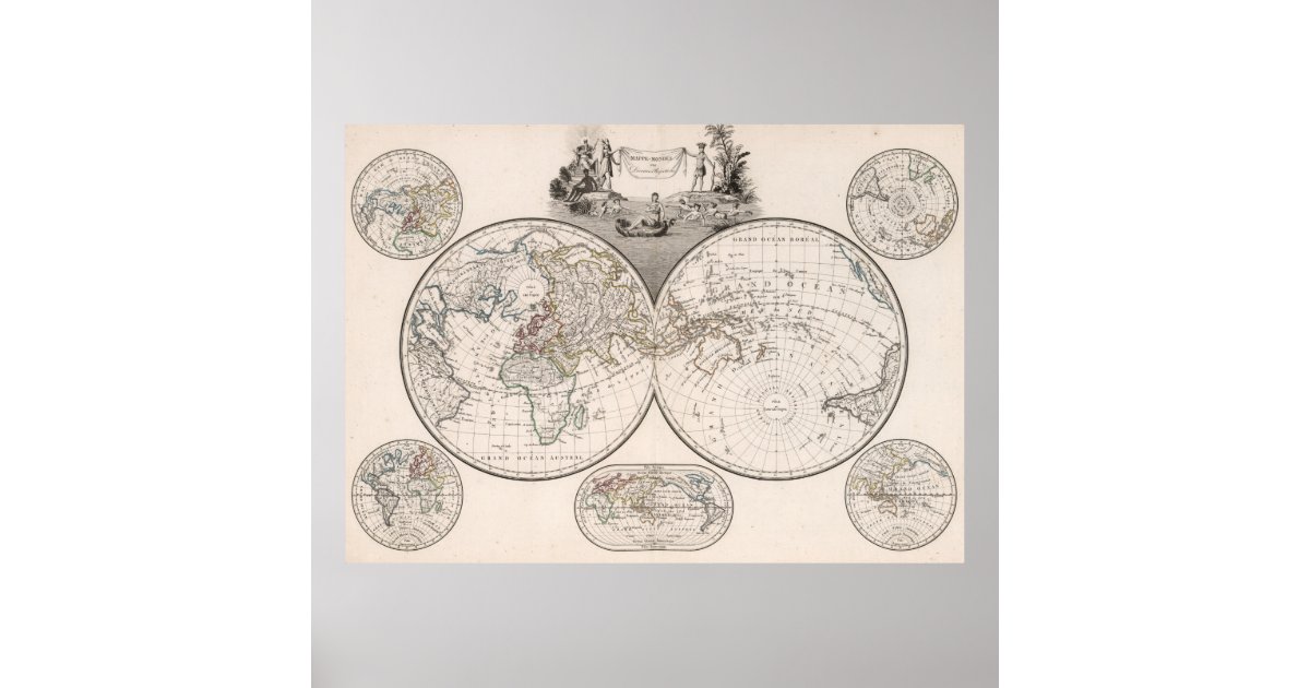 Vintage Map of The World (1812) Poster | Zazzle