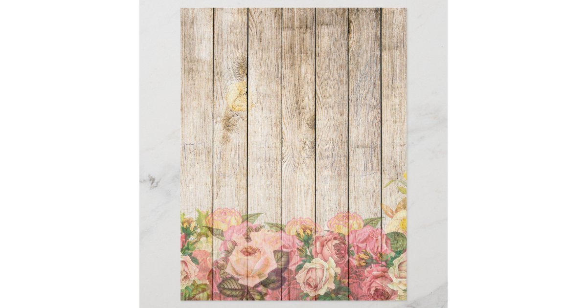 Vintage Rustic Romantic Roses Wood | Zazzle