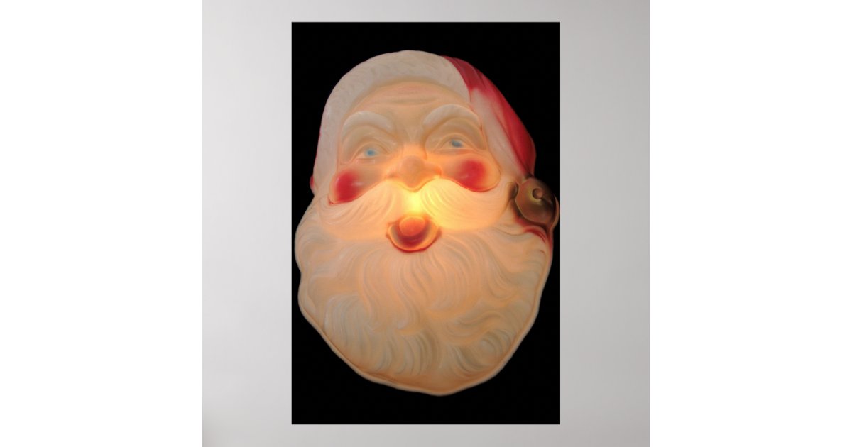 Vintage Santa head lit up Poster | Zazzle