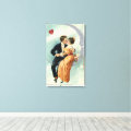Vintage Valentine's Day Victorian Kiss on the Moon Canvas Print | Zazzle
