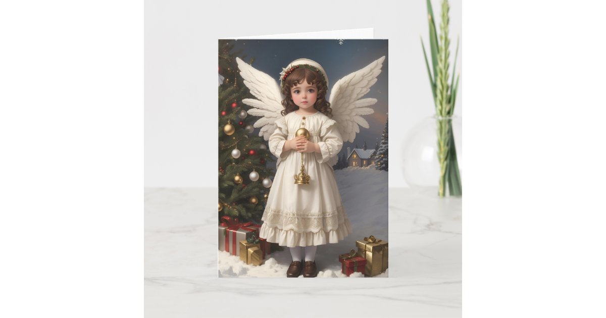 Vintage Victorian Christmas Angel Holiday Card | Zazzle
