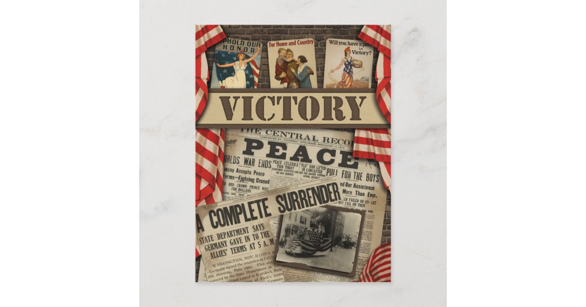Vintage "Victory" WWI Scrapbook Postcard | Zazzle