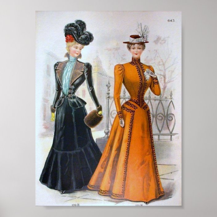 Vintage Women's Fashion 1890's Poster | Zazzle.ca