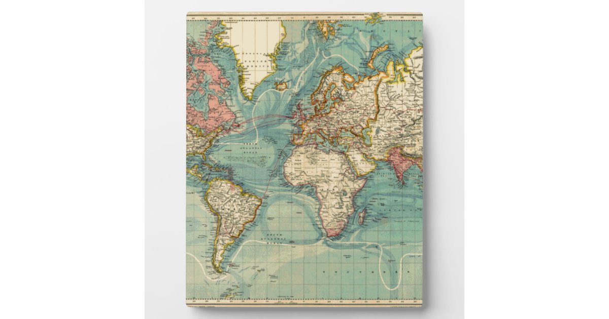 Vintage World Map Plaque | Zazzle
