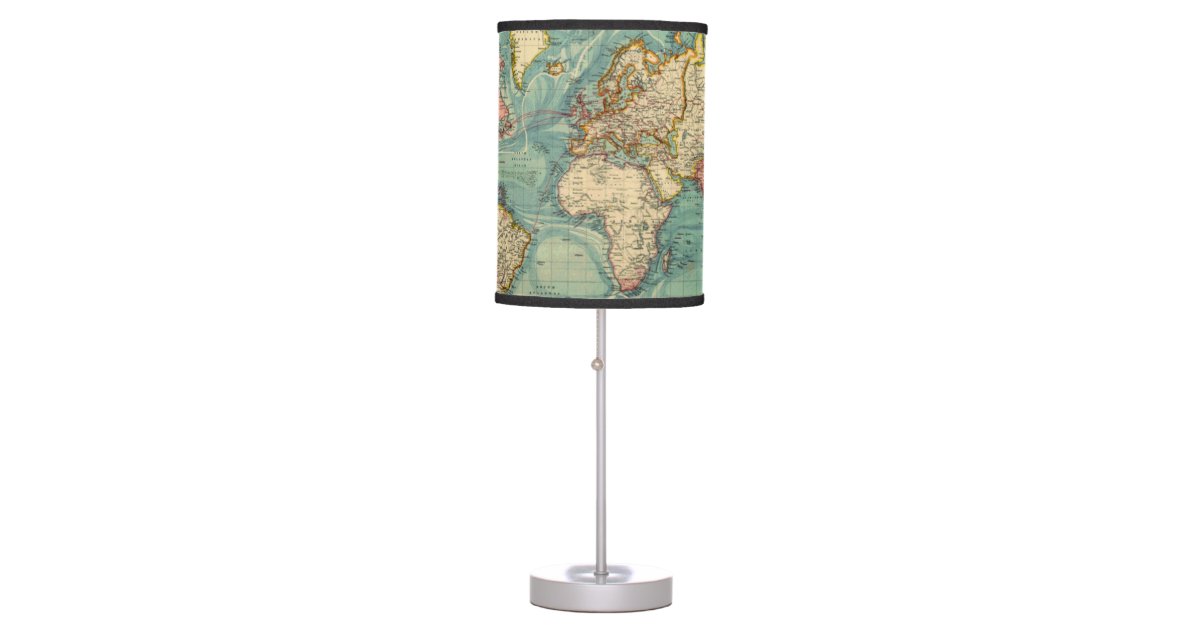 Vintage World Map Table Lamp | Zazzle