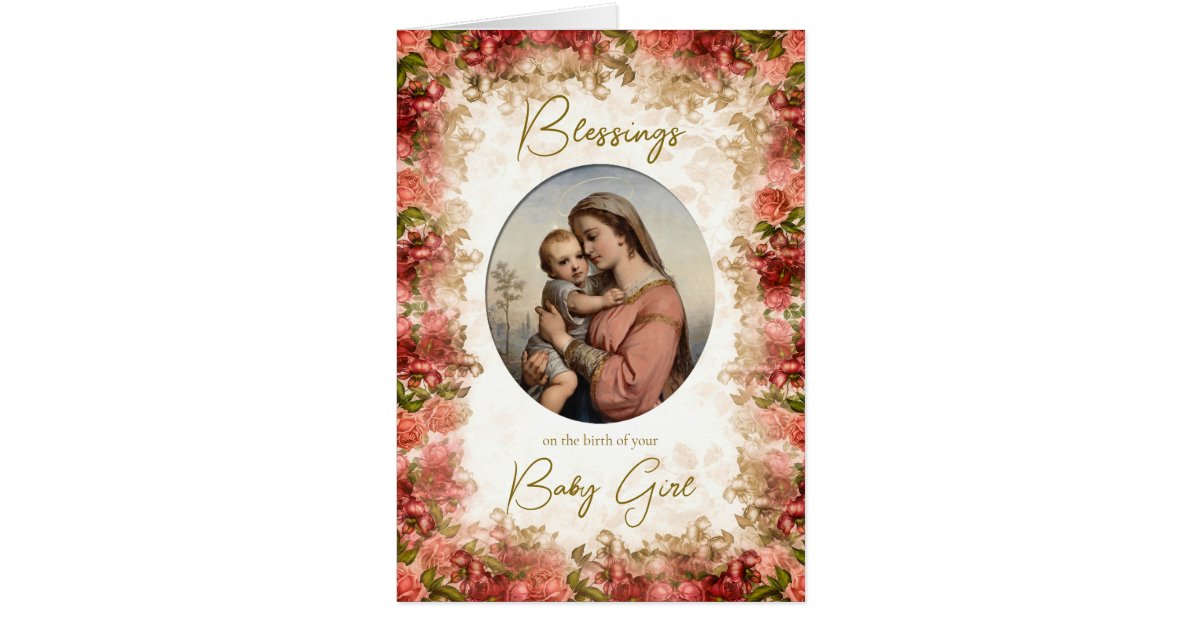 Virgin Mary Catholic Congratulations New Baby Card | Zazzle
