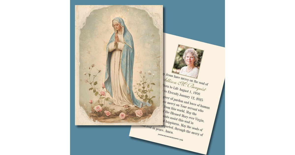 Virgin Mary Catholic Funeral Memorial Holy Card - | Zazzle