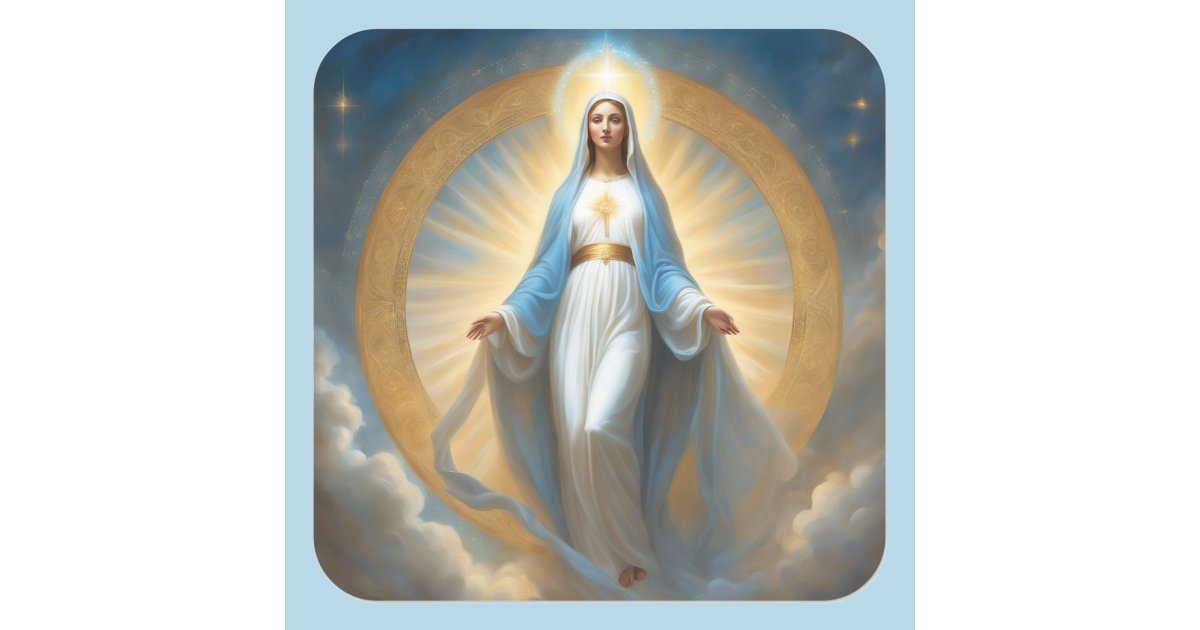 Virgin Mary Halo Heavenly Representation Square Sticker | Zazzle