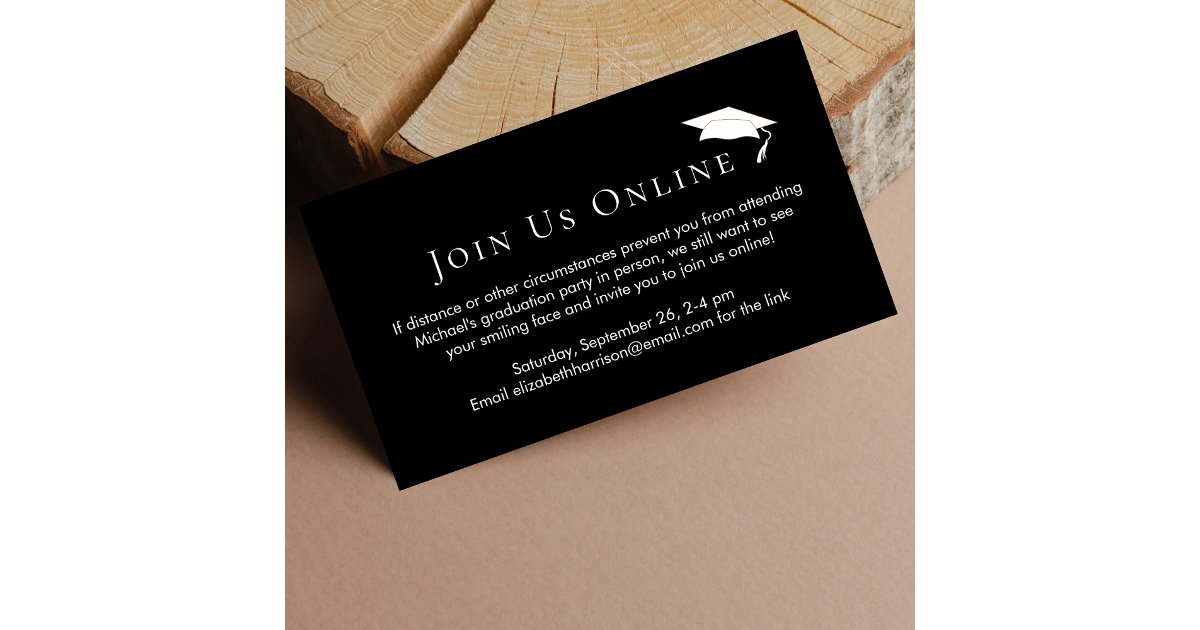 Virtual Online Graduation Party Black Enclosure Card | Zazzle