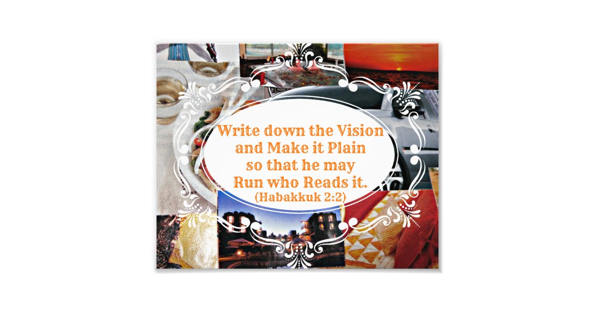Vision board with Bible verse Write down the Visio Photo Print | Zazzle