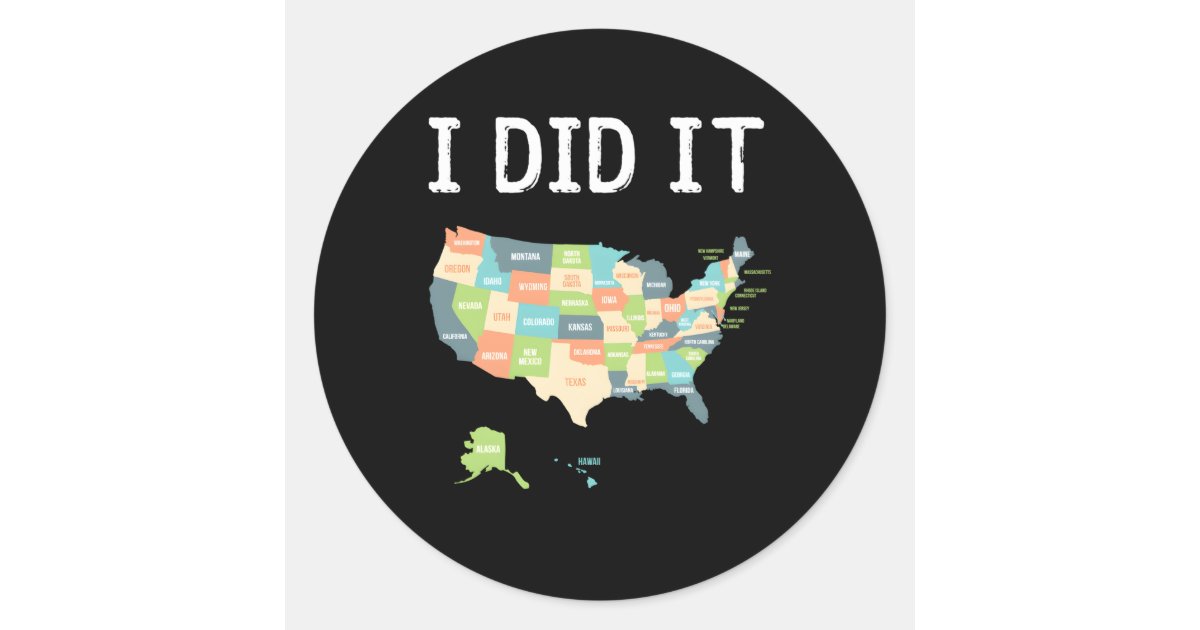 Visited All 50 States Usa Map For Travel Classic Round Sticker | Zazzle