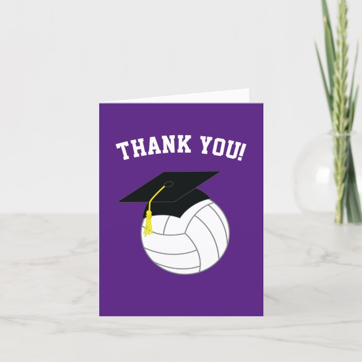 Volleyball Graduation Sports Purple Thank You Card | Zazzle.ca