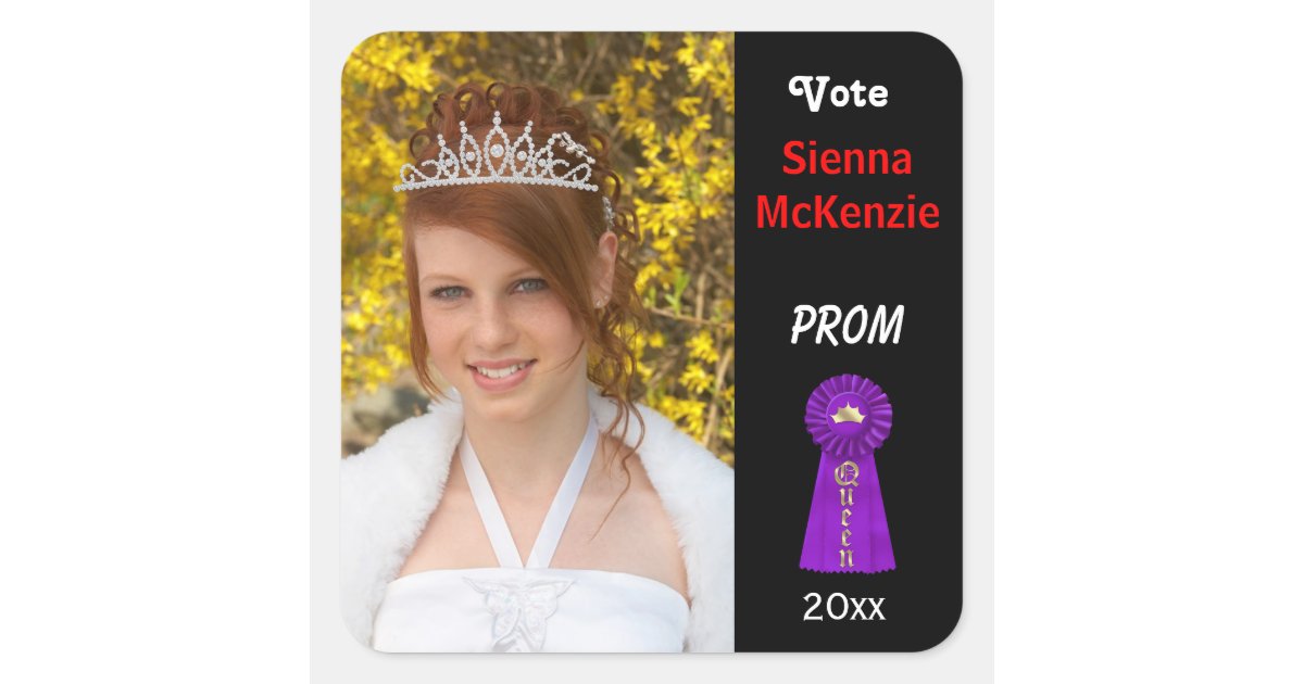 Vote me for Prom Queen (Purple) Square Sticker | Zazzle