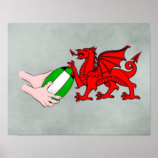 Wales Rugby Team Dragon With Rugby Ball Poster | Zazzle.ca