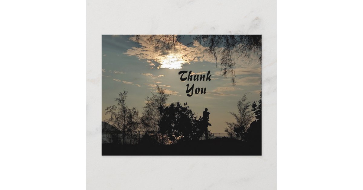 Warm Sunset Scenery Trees Thank You Postcard | Zazzle