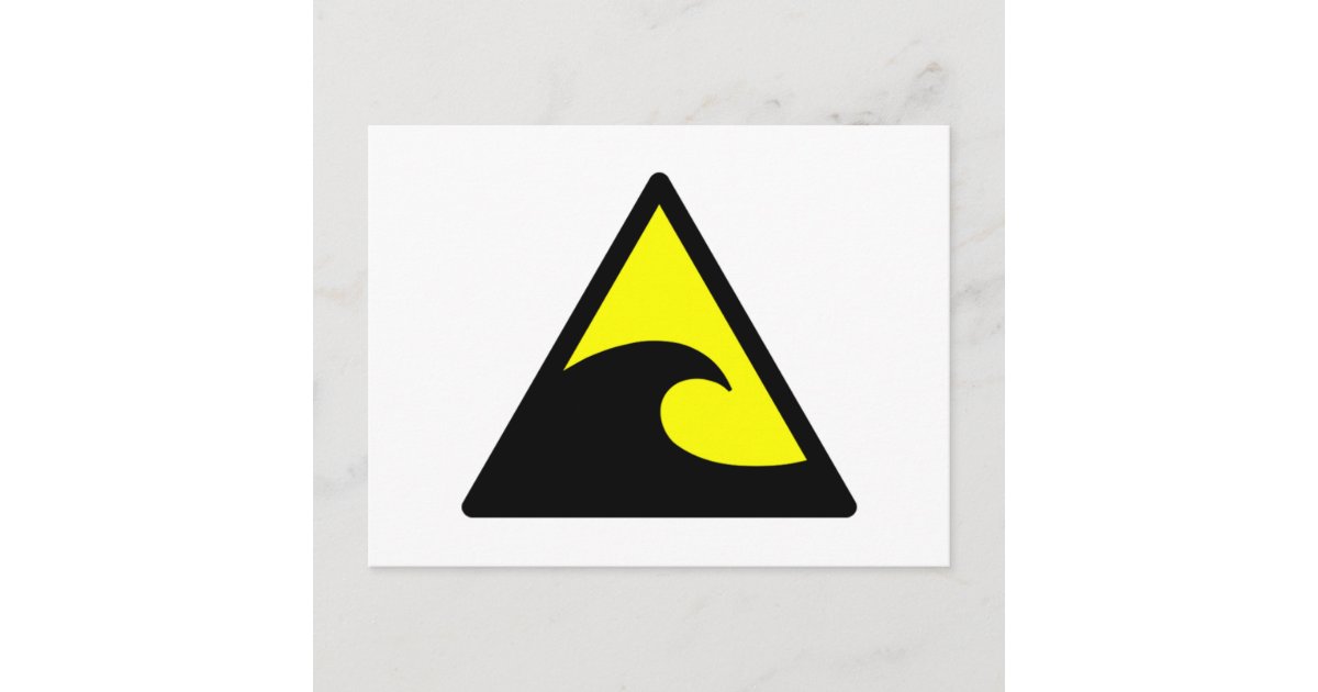 Warning Tsunami Wave Sign Postcard | Zazzle