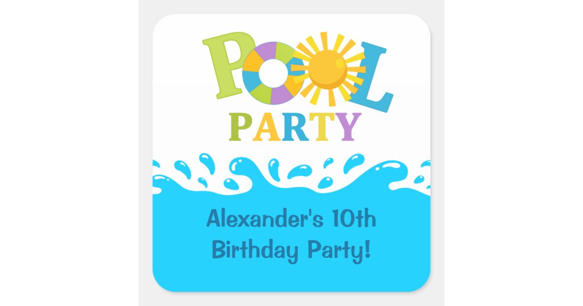 Water Splash Boy Pool Party Birthday Sticker | Zazzle