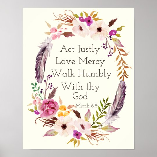 Watercolor wreath bible verse wall art poster | Zazzle.ca
