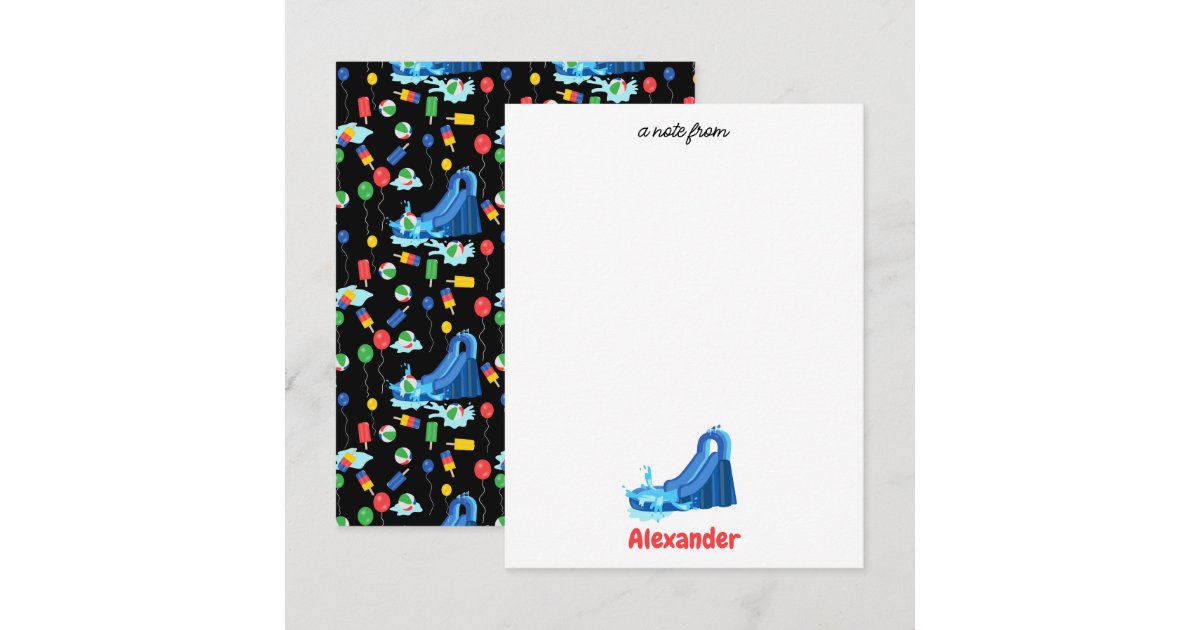 Waterslide Kids Summer Splish Splash Birthday Card | Zazzle